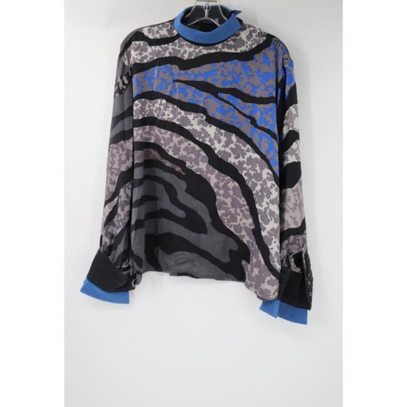 Escada | Tops | Vintage Escada Blouse Womens 4 Silk Neck Button Long ...